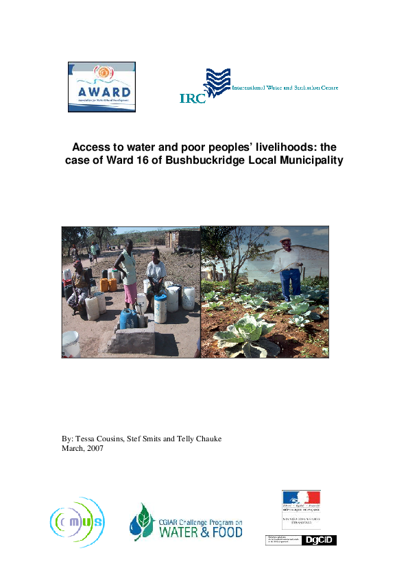 (PDF) Access to water and poor peoples' livelihoods: the case of Ward ...