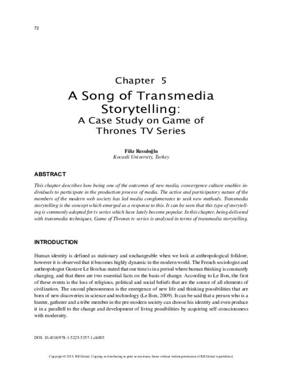 (PDF) A Song of Transmedia Storytelling