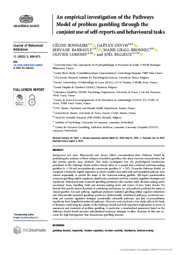 (PDF) An empirical investigation of the Pathways Model of problem ...