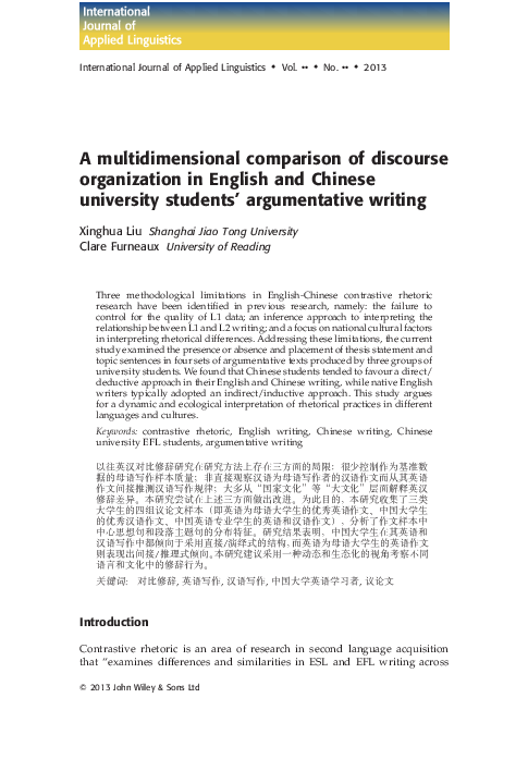 (PDF) A multidimensional comparison of discourse organization in ...