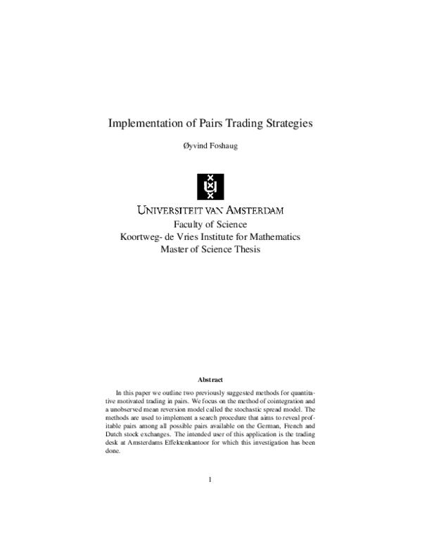 (PDF) Implementation of Pairs Trading Strategies