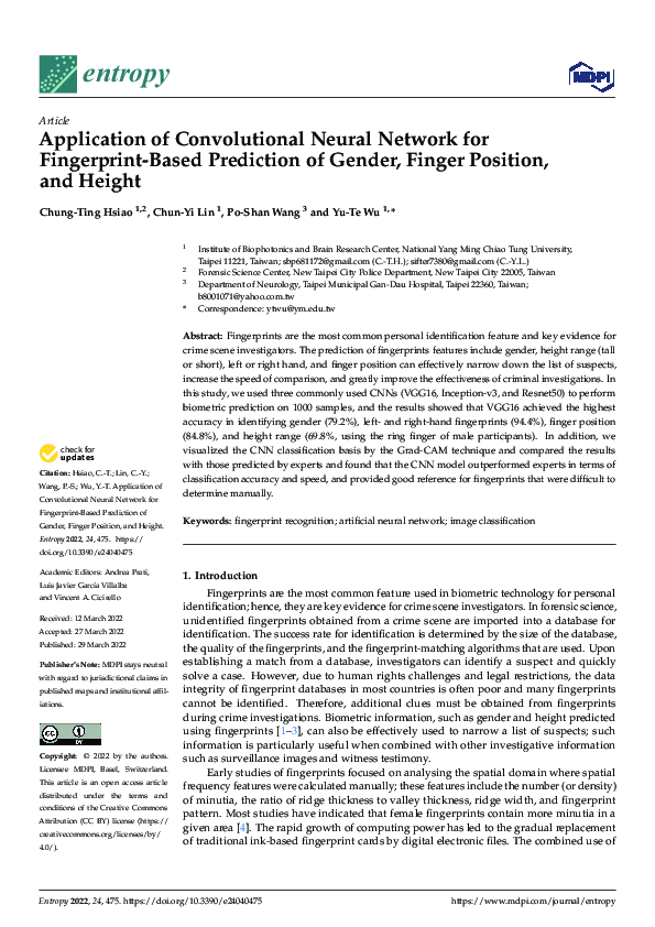 Pdf Application Of Convolutional Neural Network For Fingerprint Based Prediction Of Gender