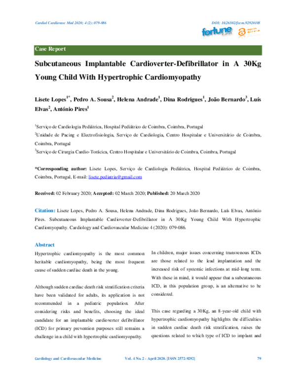 (PDF) Subcutaneous Implantable Cardioverter-Defibrillator in A 30Kg ...