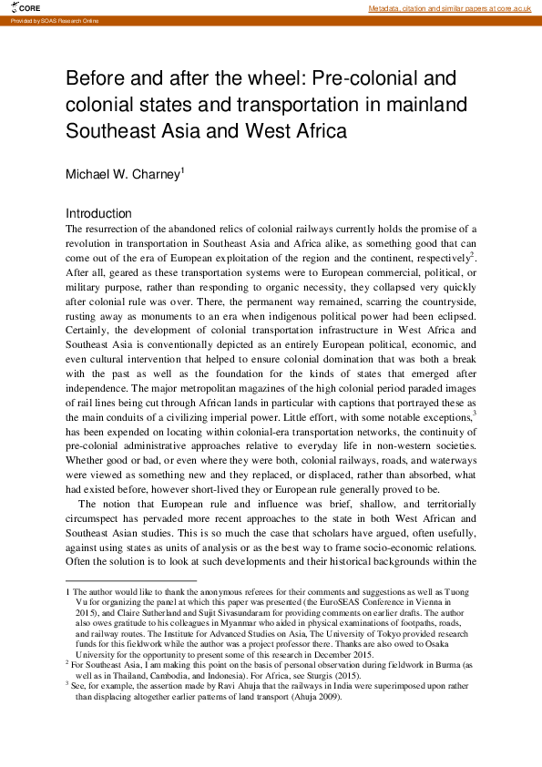 (PDF) Before and After the Wheel: Precolonial and Colonial States and ...