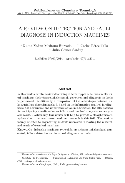 (PDF) A review on detection and fault diagnosis in induction machines