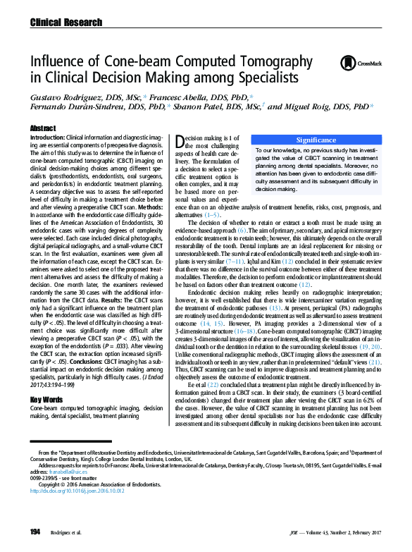 (PDF) Influence of Cone-beam Computed Tomography in Clinical Decision ...
