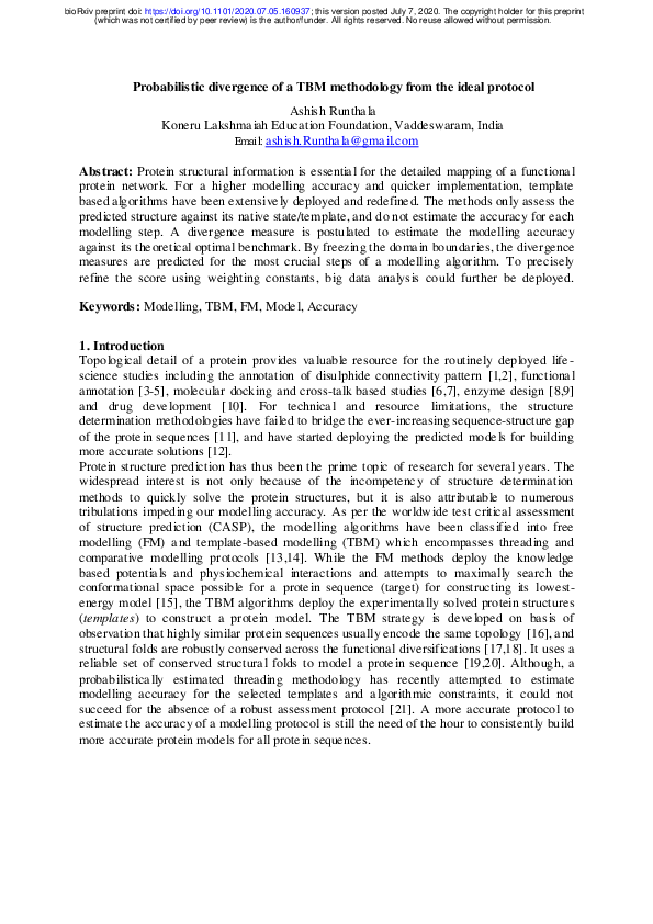 (PDF) Probabilistic divergence of a TBM methodology from the ideal protocol