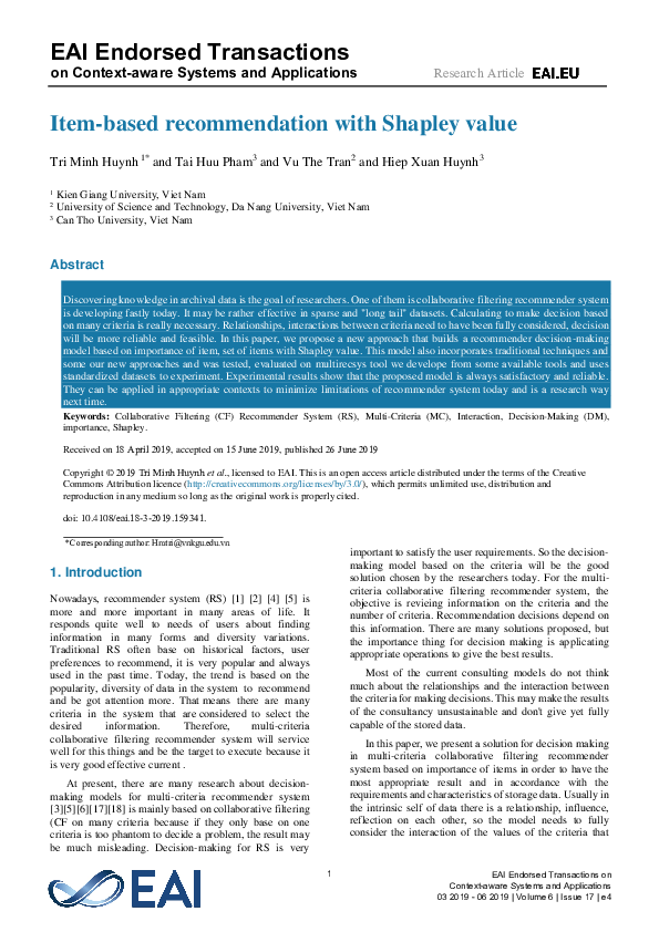 (PDF) Item-based recommendation with Shapley value | Thế Anh Trần ... (PDF) Item-based recommendation with Shapley value | Thế Anh Trần ...
