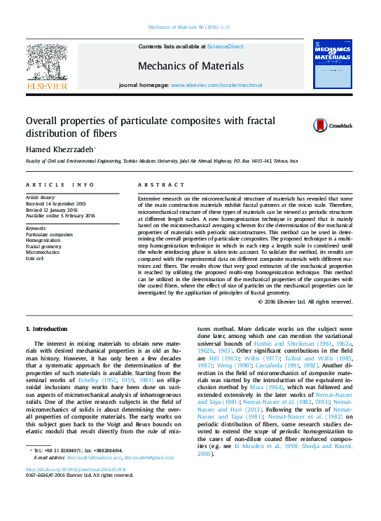 Pdf Overall Properties Of Particulate Composites With Fractal