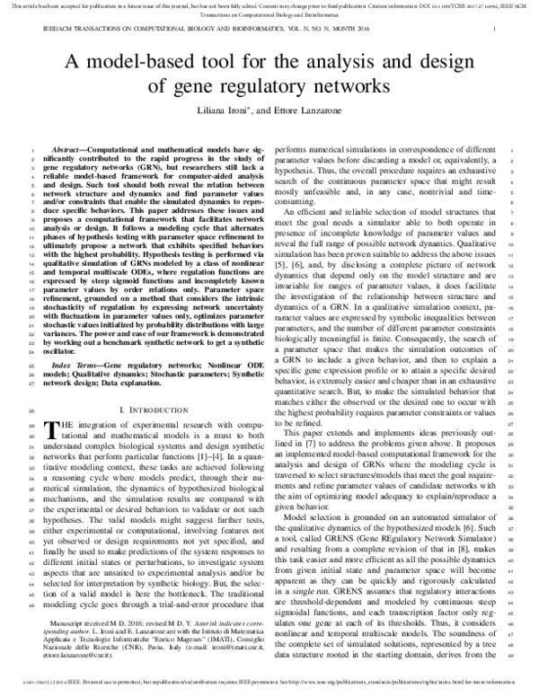 (PDF) Model-Based Analysis Tool for Gene Networks