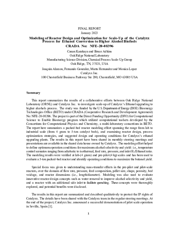 (PDF) Modeling of Reactor Design and Optimization for Scale-Up of the ...