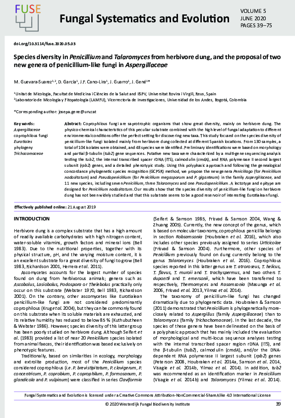 (PDF) Fungal Systematics and Evolution