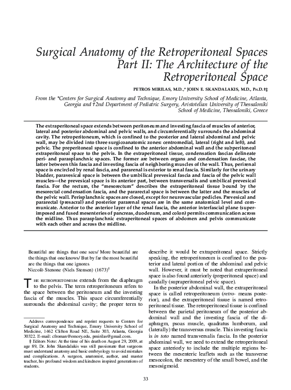 (PDF) Surgical Anatomy of the Retroperitoneal Spaces Part II: The ...