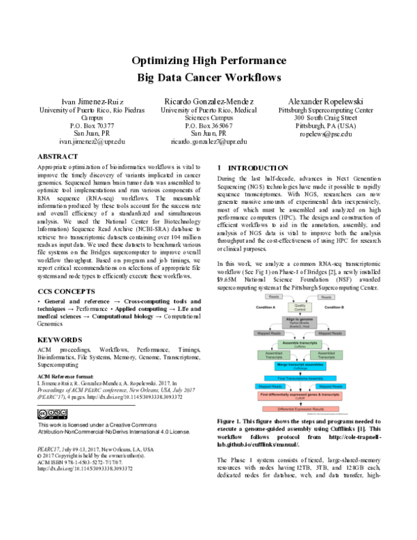 (PDF) Optimizing High Performance Big Data Cancer Workflows