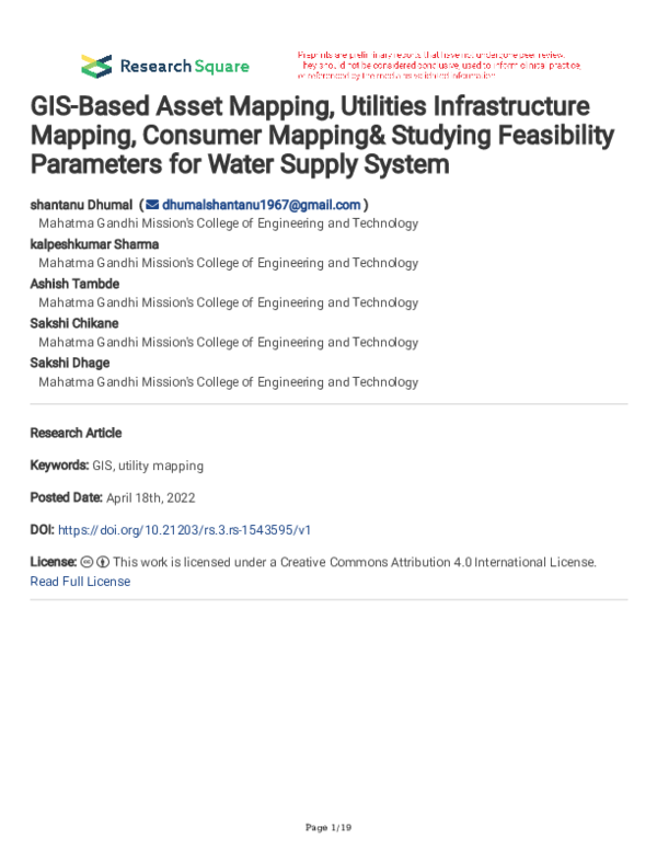 (PDF) GIS-Based Asset Mapping, Utilities Infrastructure Mapping, Consumer Mapping& Studying ...