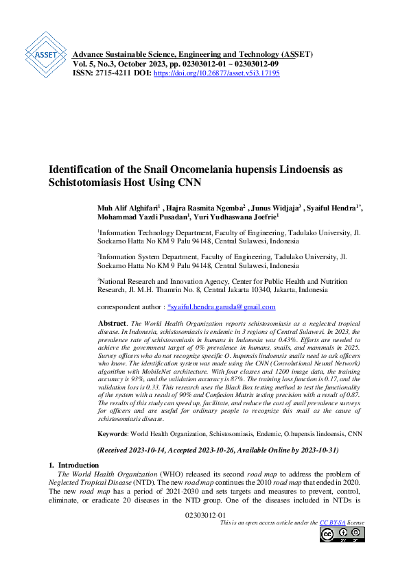 (PDF) Identification of the Snail Oncomelania hupensis Lindoensis as ...
