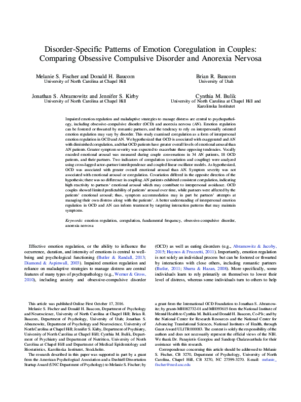 (PDF) Disorder-specific patterns of emotion coregulation in couples ...