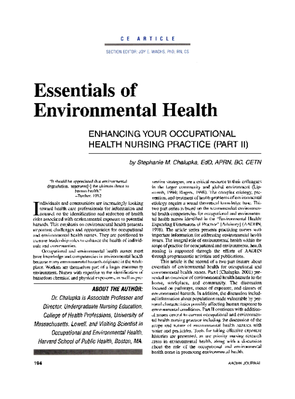 (PDF) Essentials of Environmental Health