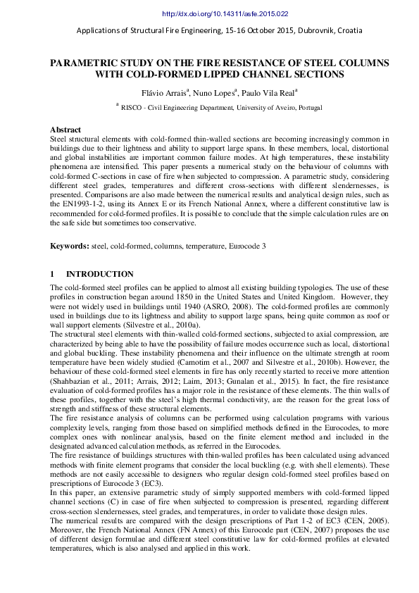 (PDF) Parametric Study on the Fire Resistance of Steel Columns with ...