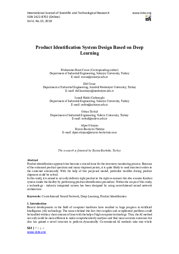 (PDF) Product Identification System Design Based on Deep Learning