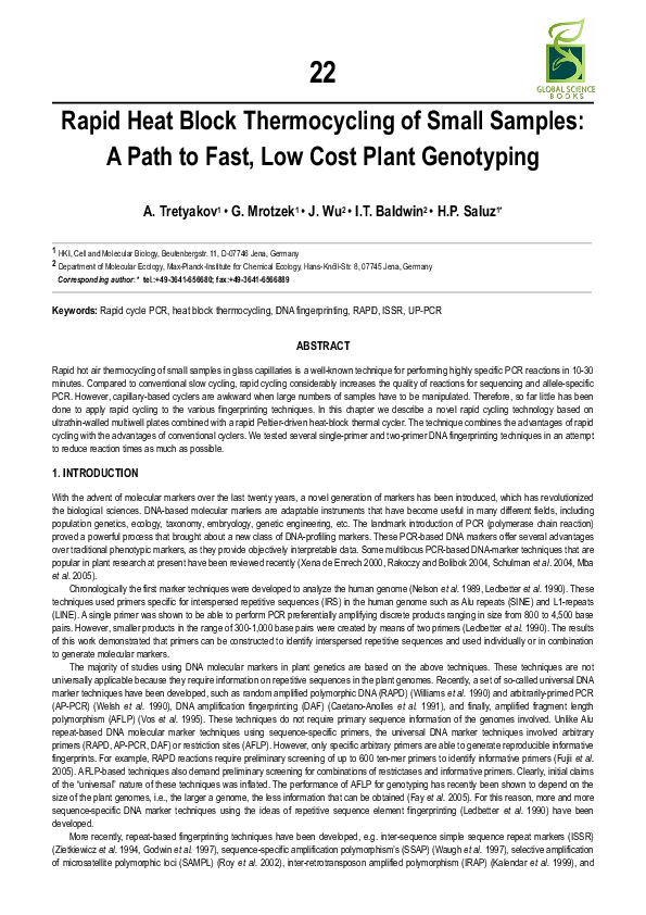 (PDF) Rapid Heat Block Thermocycling of Small Samples: A Path to Fast ...
