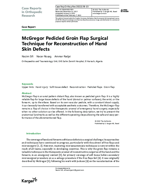 (PDF) McGregor Pedicled Groin Flap Surgical Technique for ...