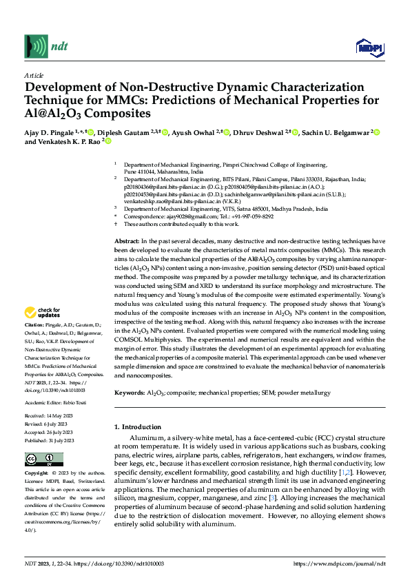 Pdf Development Of Non Destructive Dynamic Characterization Technique