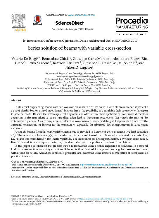 (PDF) Series solution of beams with variable cross-section