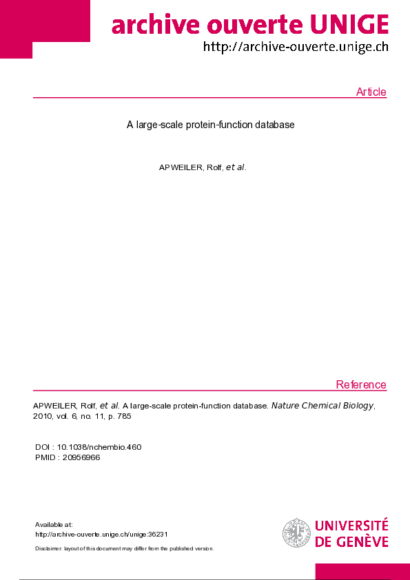 (PDF) A large-scale protein-function database