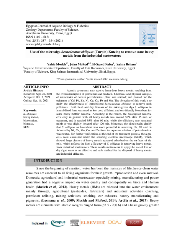 (PDF) Use of the microalga Scenedesmus obliquus (Turpin) Kutzing to ...