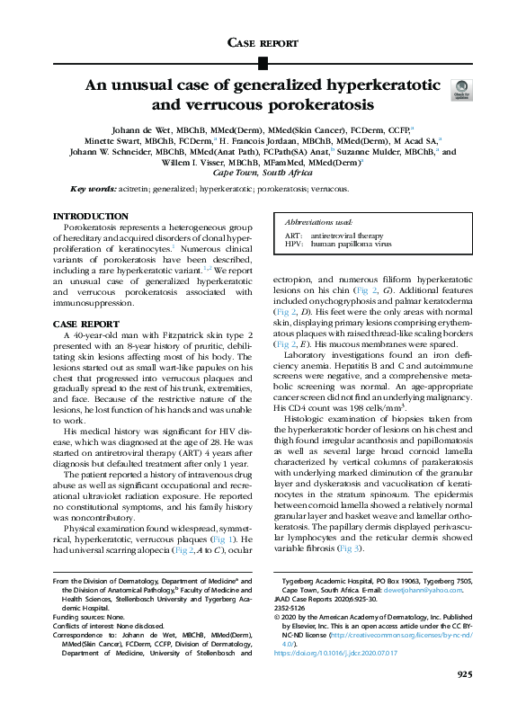 (PDF) An unusual case of generalized hyperkeratotic and verrucous ...