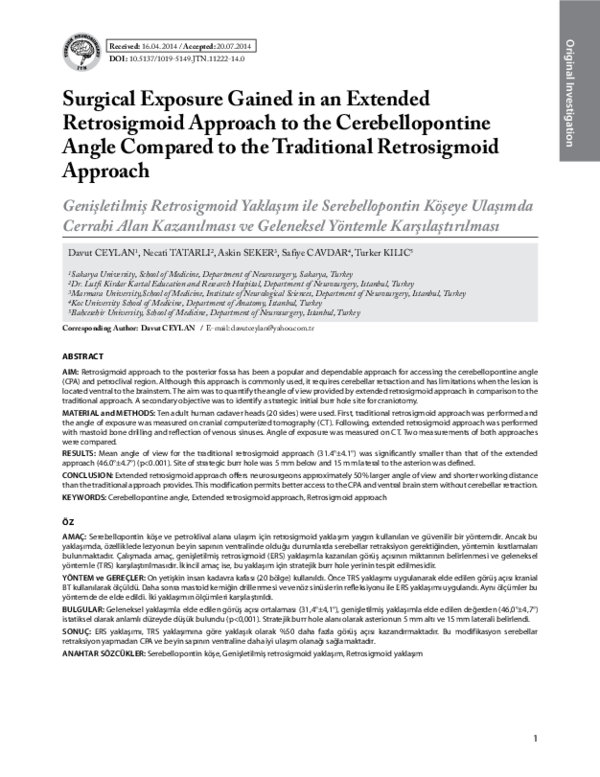 (PDF) Surgical Exposure Gained in an Extended Retrosigmoid Approach to ...