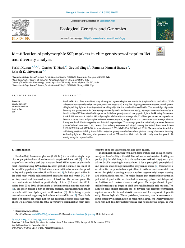 (PDF) Identification of polymorphic SSR markers in elite genotypes of ...