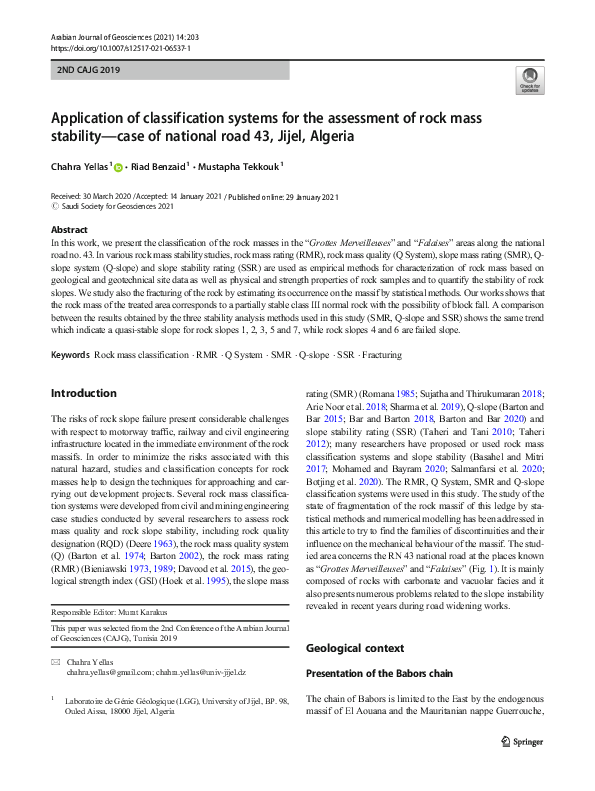 (PDF) Application of classification systems for the assessment of rock ...