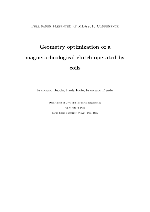 (PDF) Geometry optimization of a magnetorheological clutch operated by coils