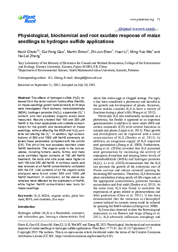 (PDF) Physiological, biochemical and root exudate response of maize ...