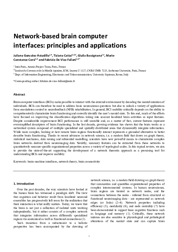 (PDF) Network-based brain–computer interfaces: principles and applications
