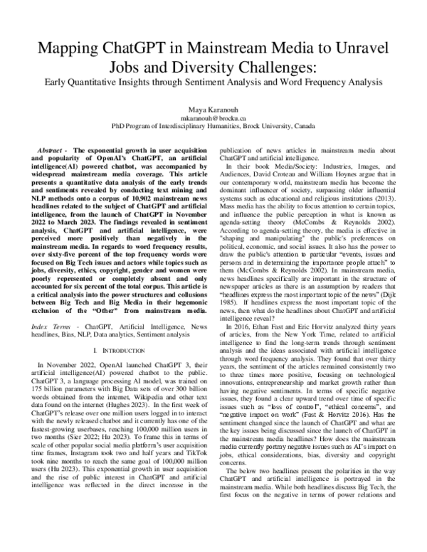 (PDF) Mapping ChatGPT in Mainstream Media: Early Quantitative Insights through Sentiment ...