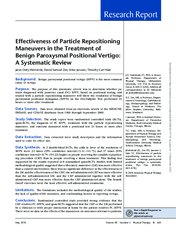 (PDF) Effectiveness of Particle Repositioning Maneuvers in the ...