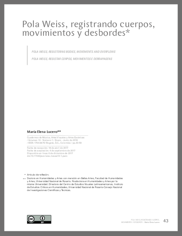 (PDF) Pola Weiss, registrando cuerpos, movimientos y desbordes