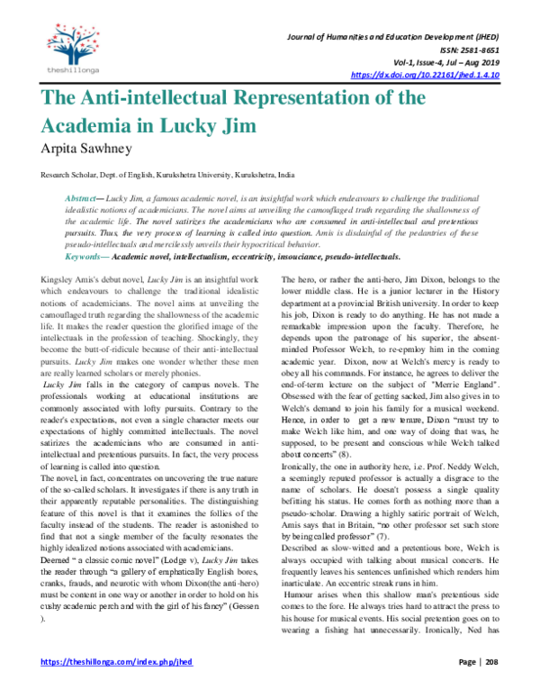 (PDF) The Anti-intellectual Representation of the Academia in Lucky Jim