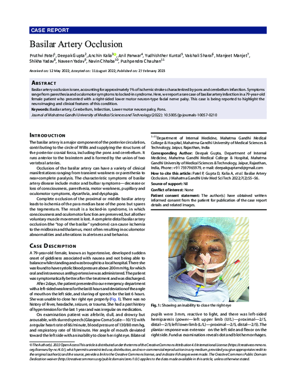 (PDF) Basilar Artery Occlusion