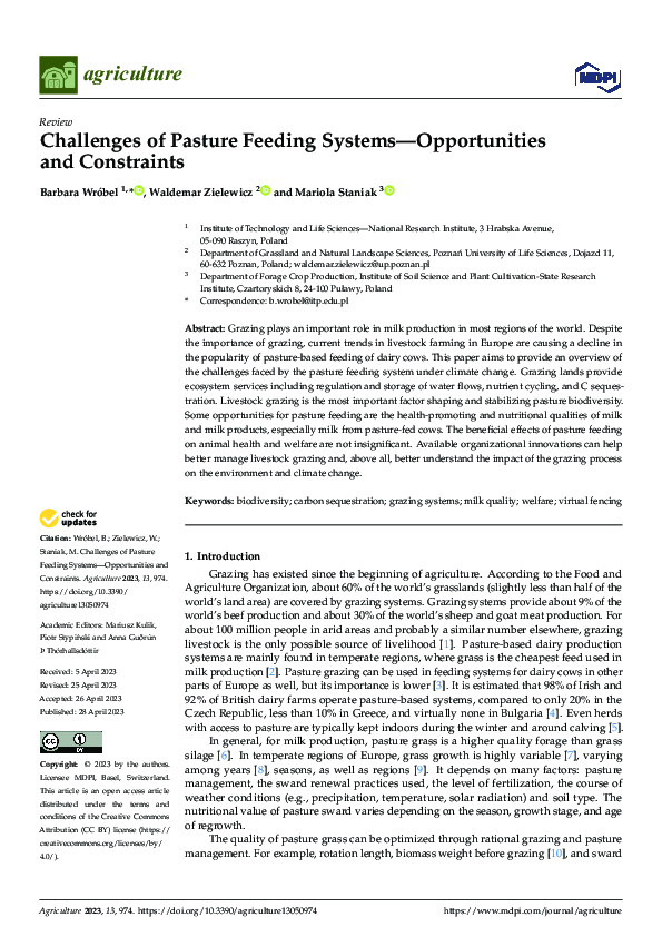 (PDF) Challenges of Pasture Feeding Systems—Opportunities and Constraints
