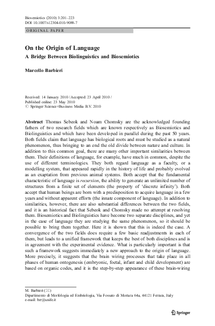 (PDF) A Bridge Between Biolinguistics and Biosemiotics