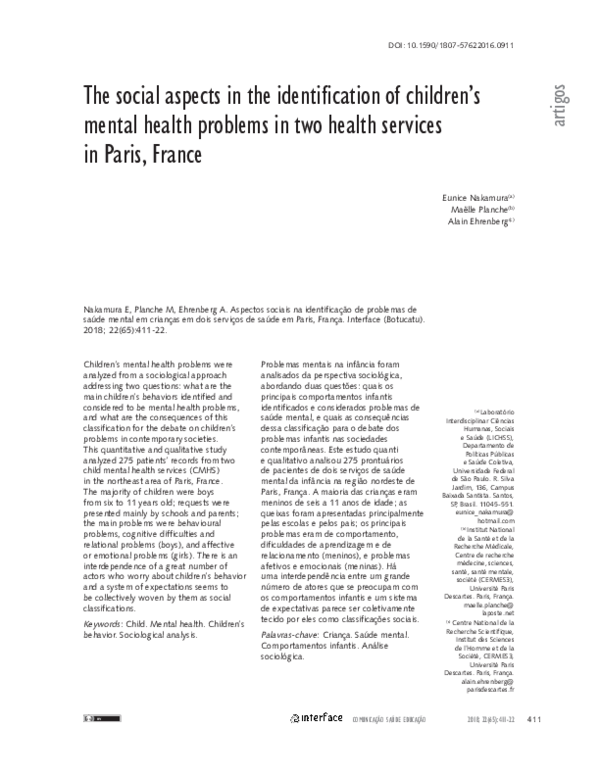 (PDF) The social aspects in the identification of children’s mental ...