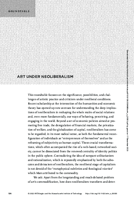 (PDF) Art under Neoliberalism