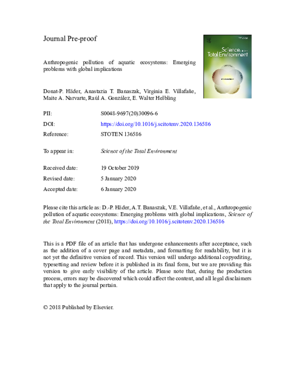 (PDF) Anthropogenic pollution of aquatic ecosystems: Emerging problems ...