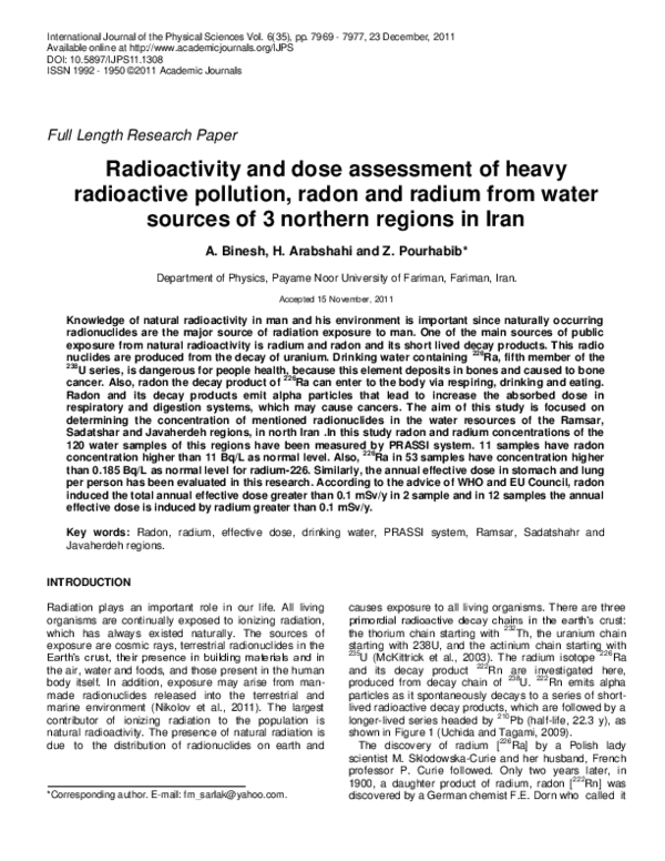 (PDF) Radioactivity and dose assessment of heavy radioactive pollution ...