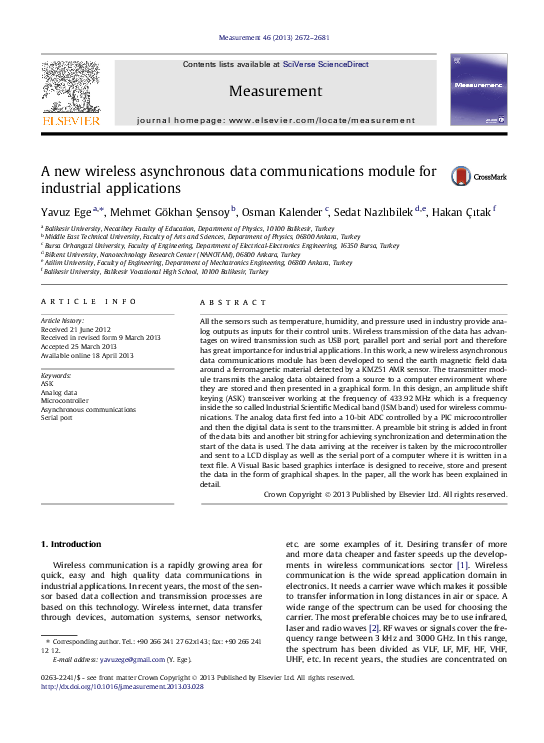(PDF) A new wireless asynchronous data communications module for industrial applications