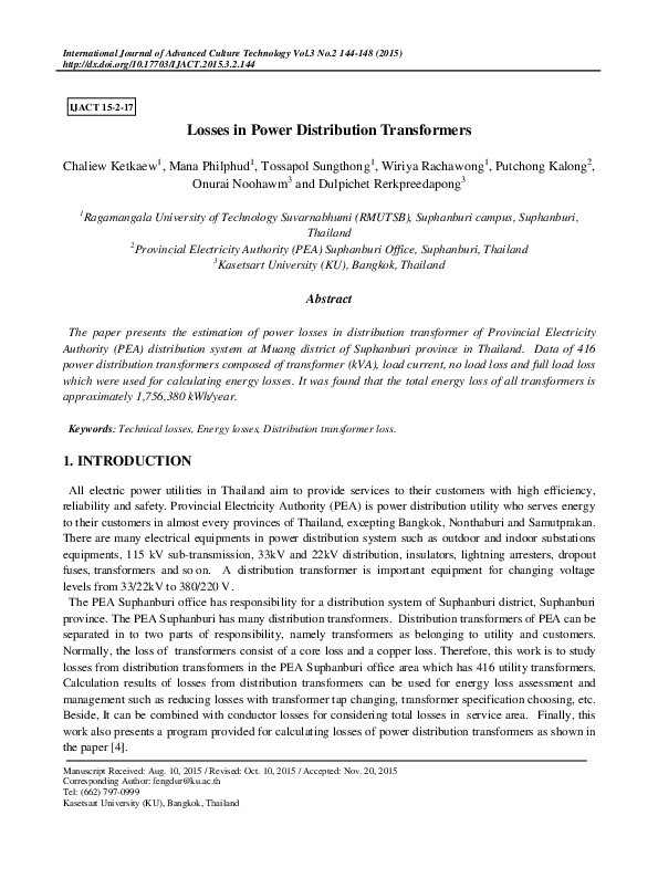 (PDF) Losses in Power Distribution Transformers